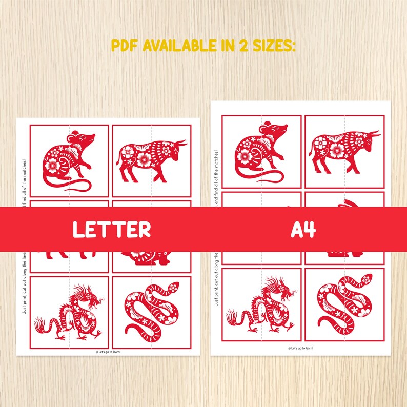Chinese New Year Matching Activity - Lunar New Year Game - Puzzles for ...