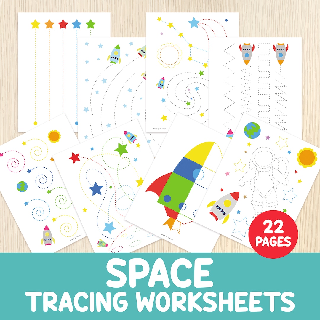 Tracing Practice, Space Themed, Pre-writing Worksheets, Line Tracing ...