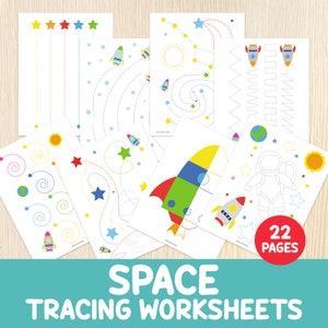 Tracing Practice, Space Themed, Pre-writing Worksheets, Line Tracing ...