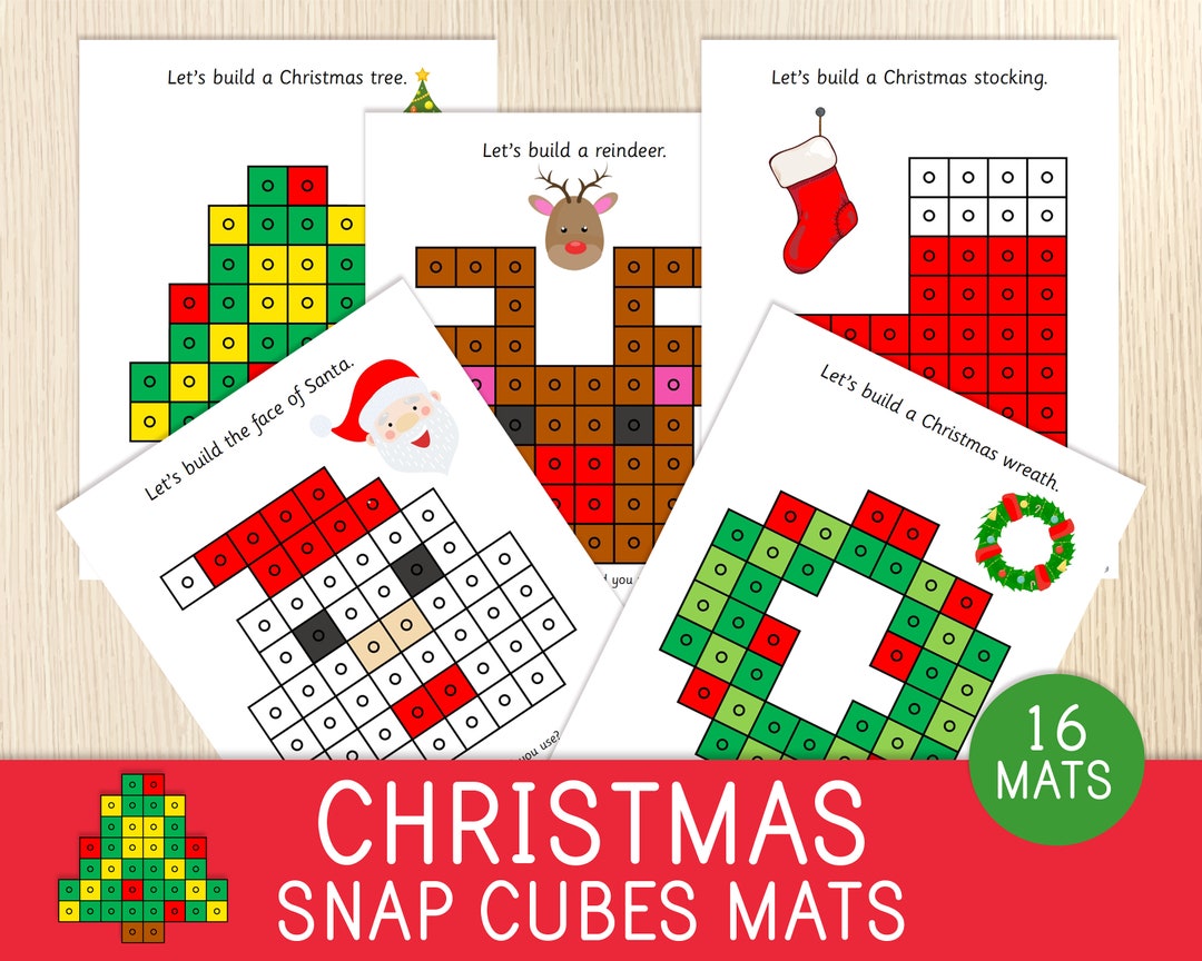 Christmas Snap Cubes Mats, Connecting Cubes Task Cards, Preschool ...
