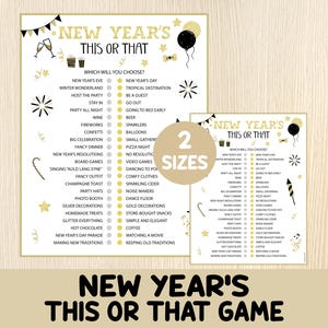 New Years This or That Game - Printable New Years Eve Game - New Years ...