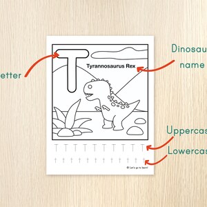 Dinosaurs Coloring & A-Z Alphabet Letter Tracing Worksheets ...