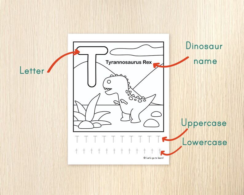 Dinosaurs Coloring & A-Z Alphabet Letter Tracing Worksheets - Etsy