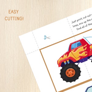 Monster Trucks Matching Activity, 26 Puzzles, Symmetry, Kids Puzzles ...