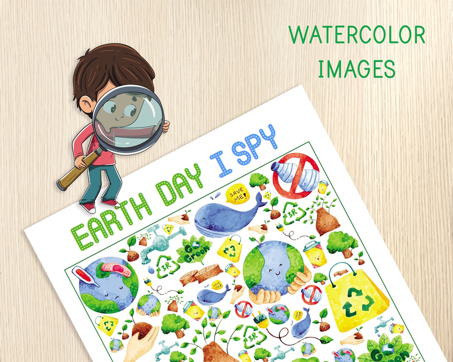 Earth Day I Spy 2 Printable Games Look and Find Counting | Etsy
