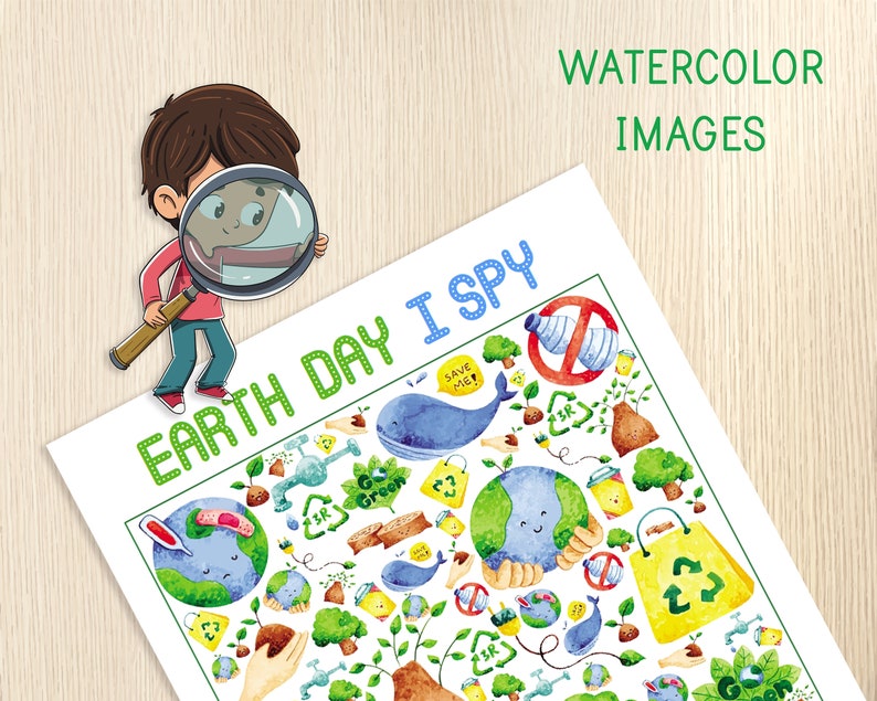 Earth Day I Spy 2 Printable Games Look and Find Counting | Etsy