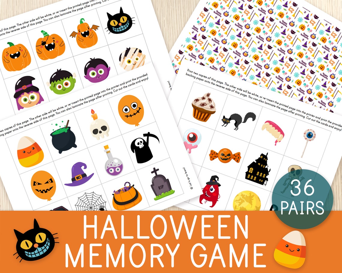 Halloween Memory Game Printable Halloween Matching Game | Etsy