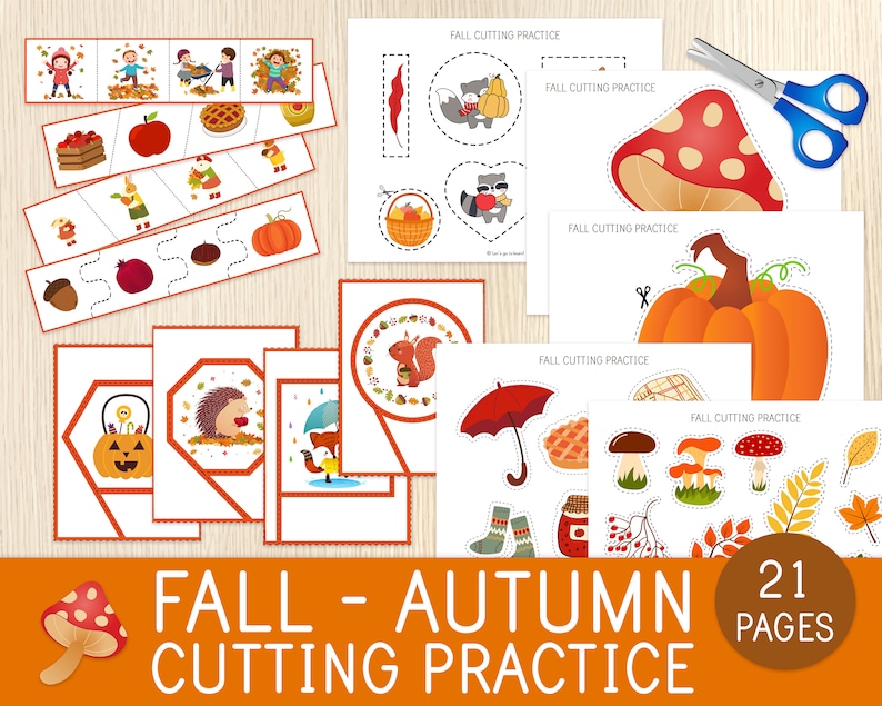 Autumn Cutting Practice Fall Scissor Strips Preschool - Etsy