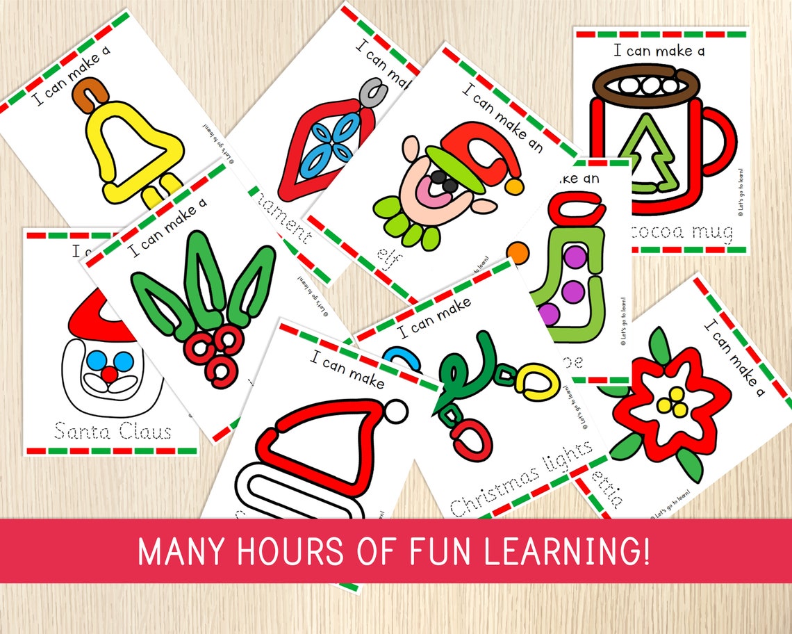 Christmas Playdough Mats, 40 Visual Cards, Play Doh, Toddler Activity ...