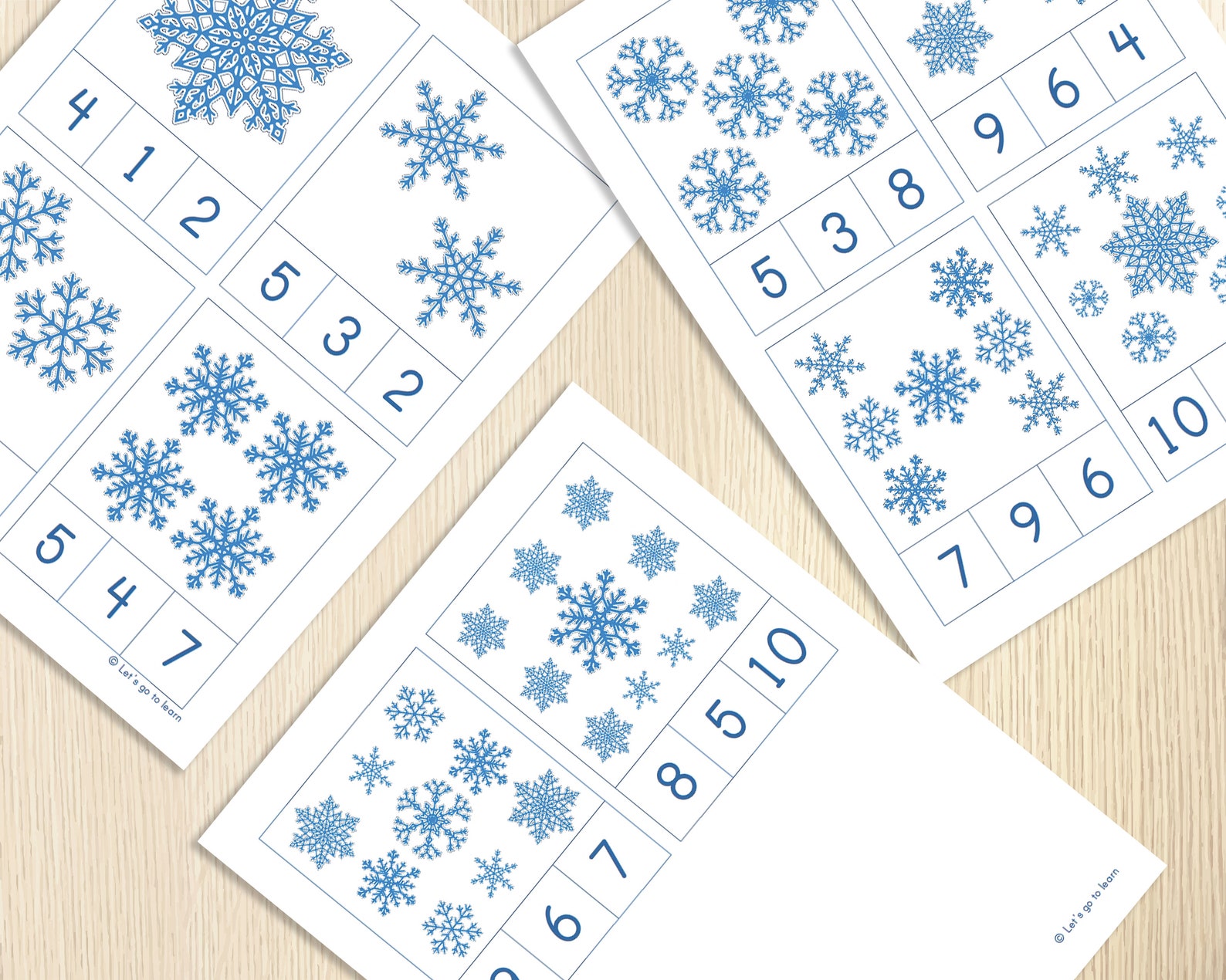 Snowflake Count & Clip Cards - Numbers 1-10 - Toddler - Preschool ...