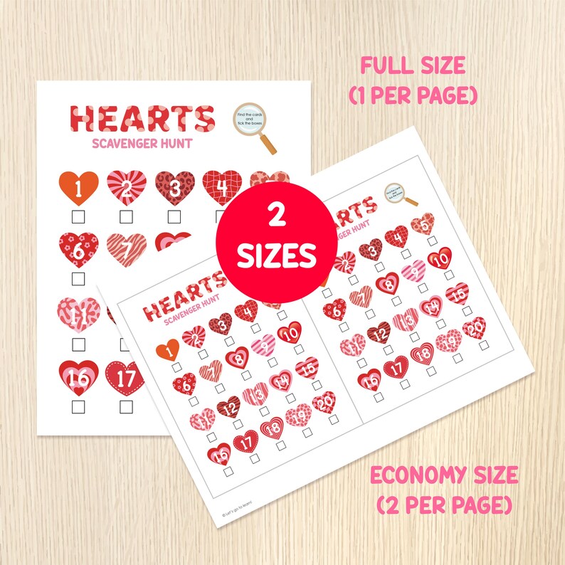 Hearts Scavenger Hunt Printable – Valentine’s Day Number Activity 1–20 ...