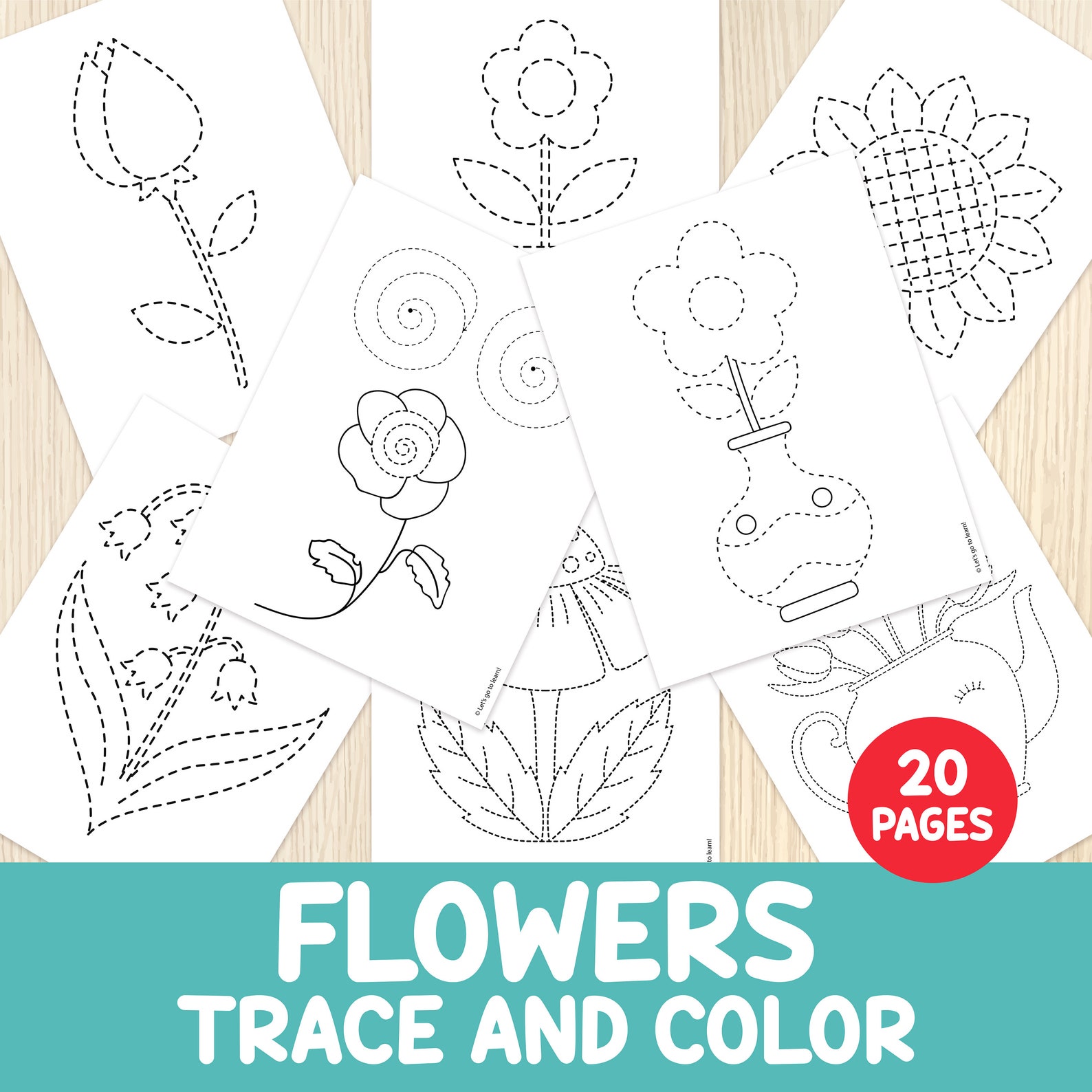 Flowers Trace & Color Worksheets, Tracing Practice, Spring Activity ...