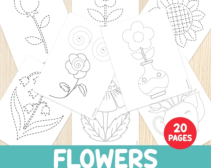 Flowers Trace & Color Worksheets, Tracing Practice, Spring Activity ...