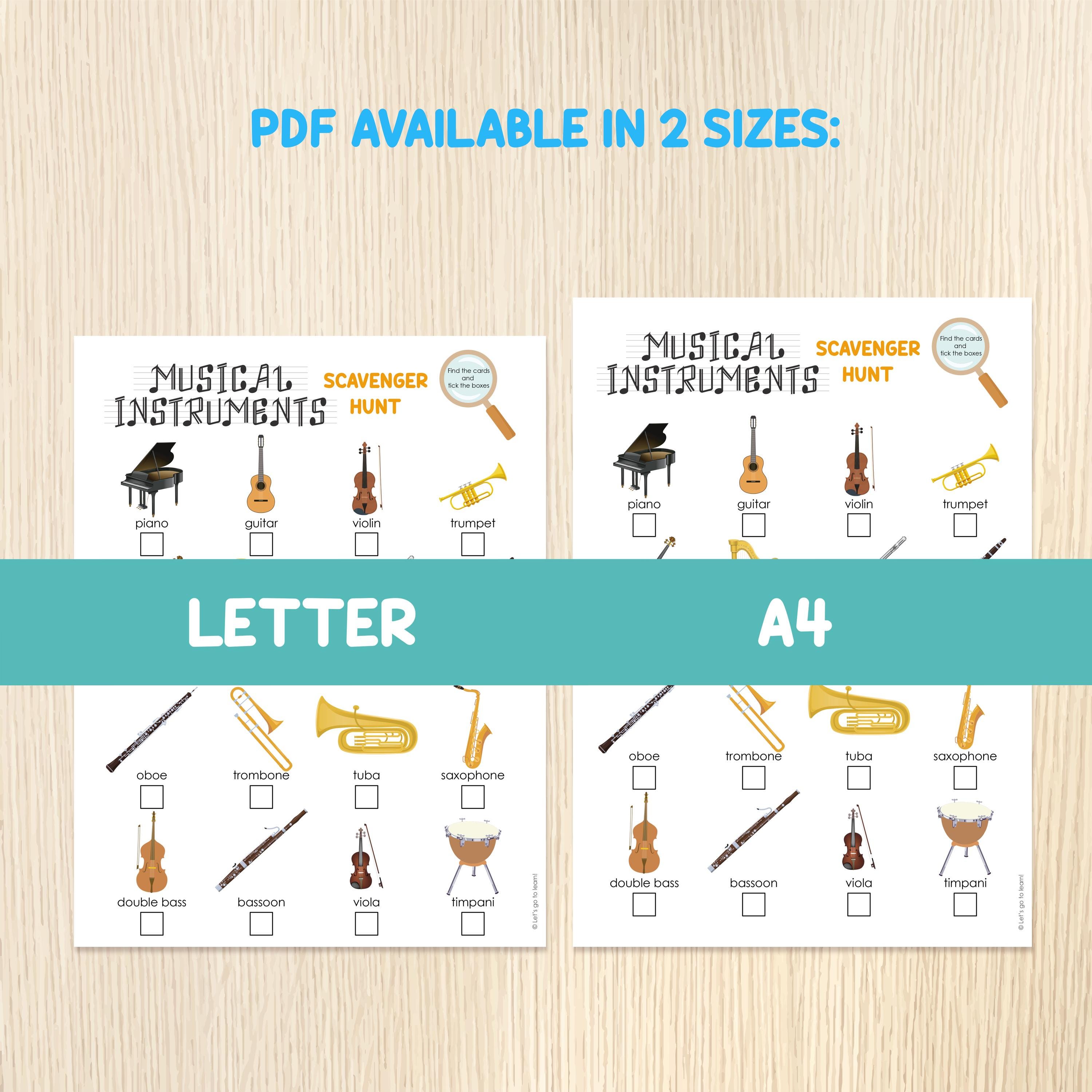 Musical Instruments Scavenger Hunt With Cards - Treasure Hunt Game ...