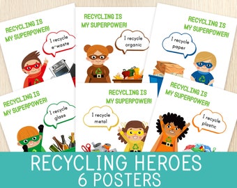 Printable Infographic Posters for Kids Learn to Recycle, Earth Day ...