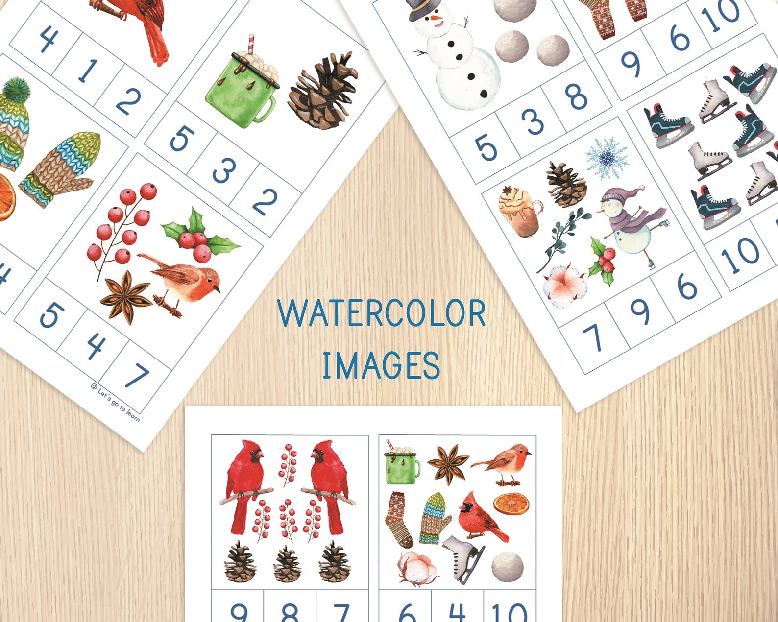 Winter Count and Clip Number Cards 1-10 Toddler Preschool | Etsy