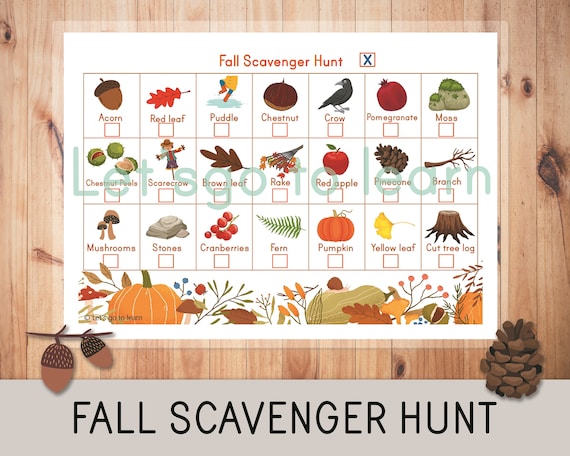 Fall Scavenger Hunt Autumn Treasure Hunt Outdoor Activity | Etsy