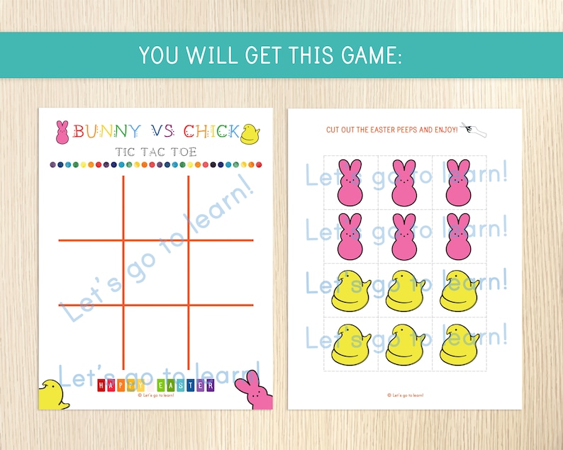 Easter Tic Tac Toe Printable Game Bunny Peep Vs Chick Peep | Etsy