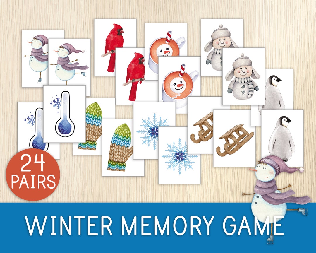 Winter Memory Game, Matching Activity for Kids, Toddler, Preschool ...