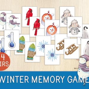 Winter Memory Game, Matching Activity for Kids, Toddler, Preschool ...