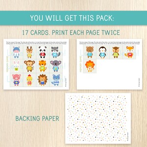 Animals Memory Game, Toddler Matching Activity, Preschool Printable ...