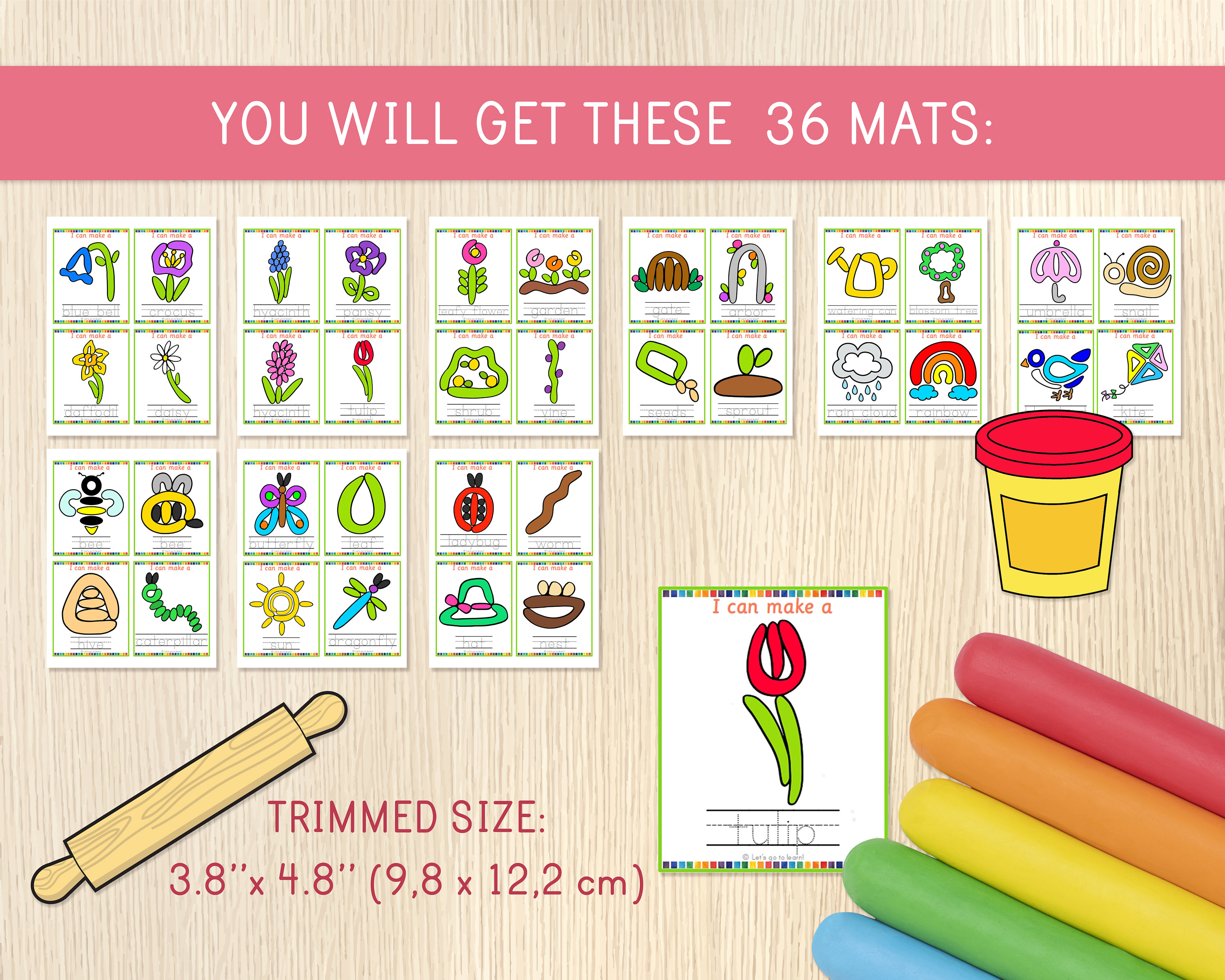 Spring Playdough Mats, 34 Visual Cards, Play Doh, Toddler Activity ...
