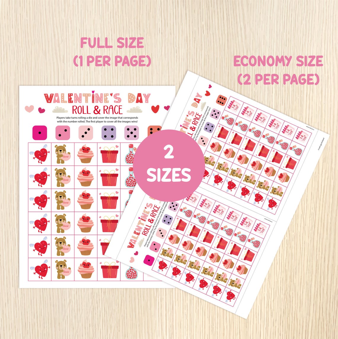 Valentine's Day Roll & Race Game - Valentines Day Party Game ...