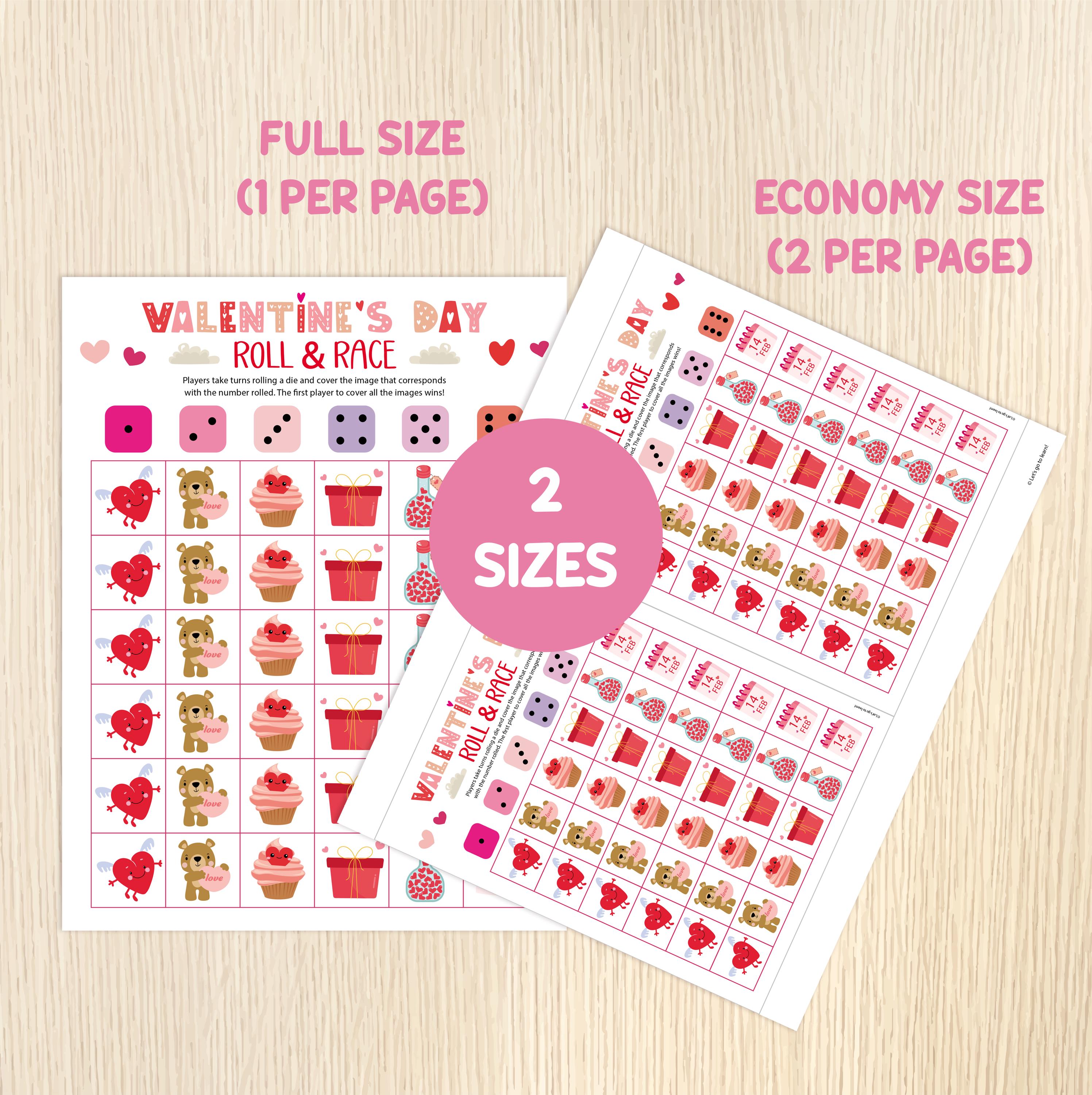 Valentine's Day Roll & Race Game - Valentines Day Party Game ...