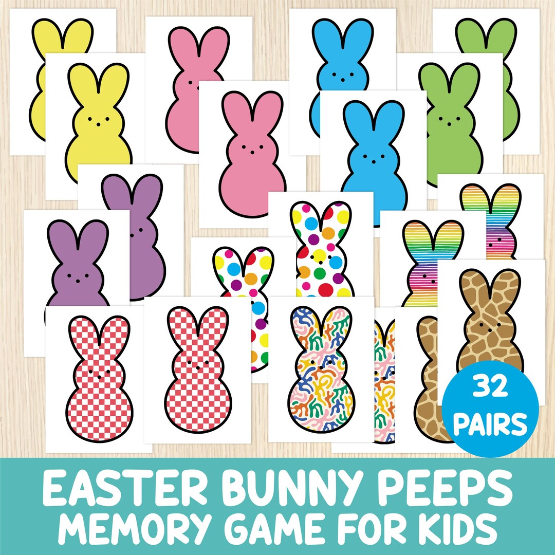 Bunny Peeps Memory Game - Easter Matching Activity - Easter Rabbit Game ...