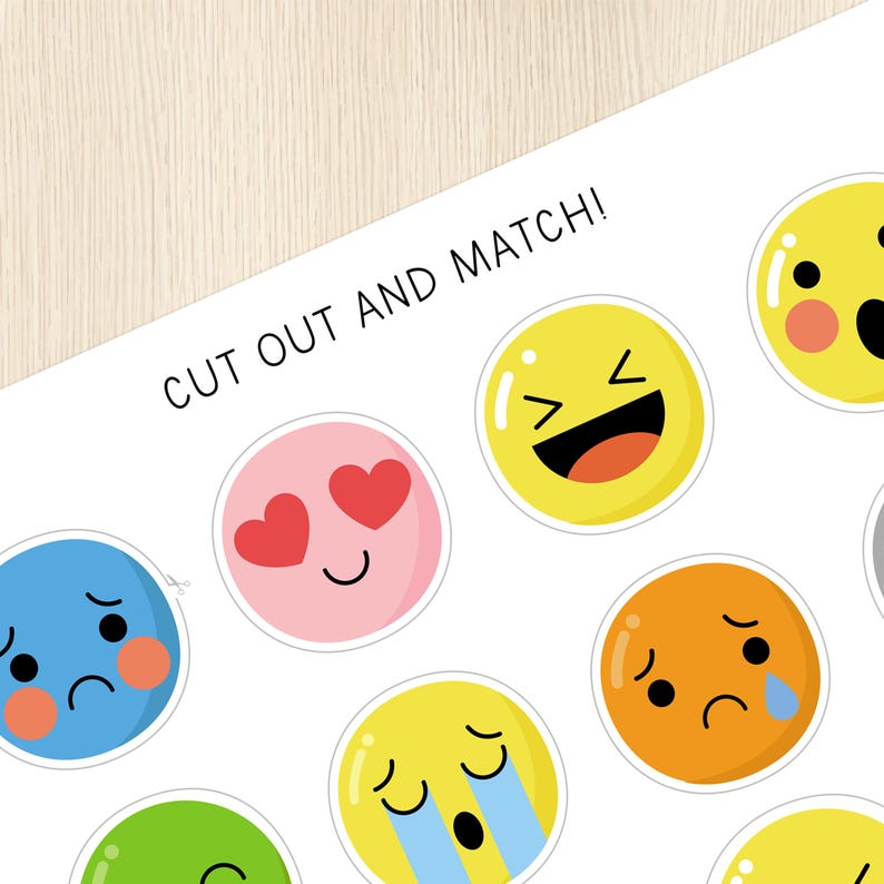 Emotions Matching Activity for Kids - Toddler, Preschool, Kindergarten ...