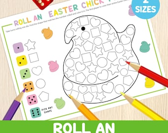 Easter Roll a Bunny Peep Game - Easter Party Activity - Number & Shape ...