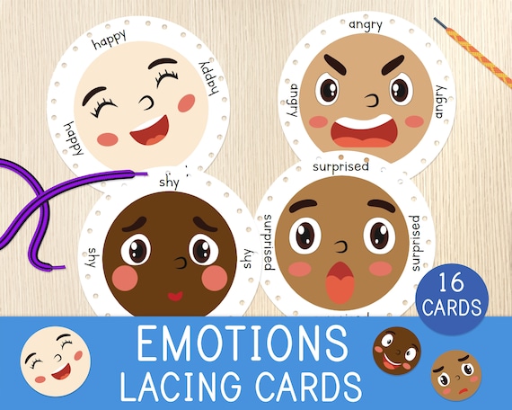Emotions Lacing Cards Learn the Feelings Fine Motor - Etsy Australia