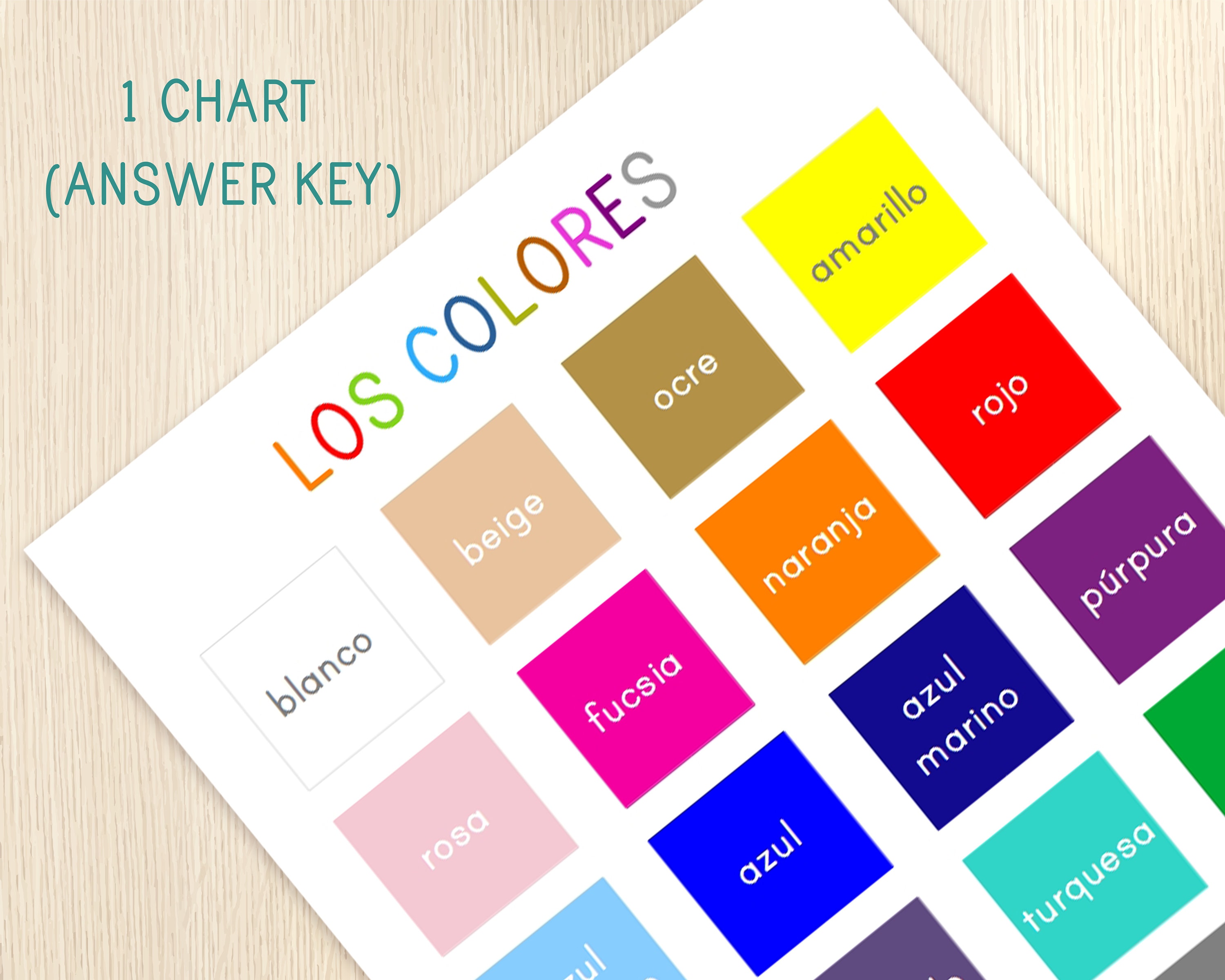 Spanish Color Words Clip Cards and Chart Spanish Classroom - Etsy España