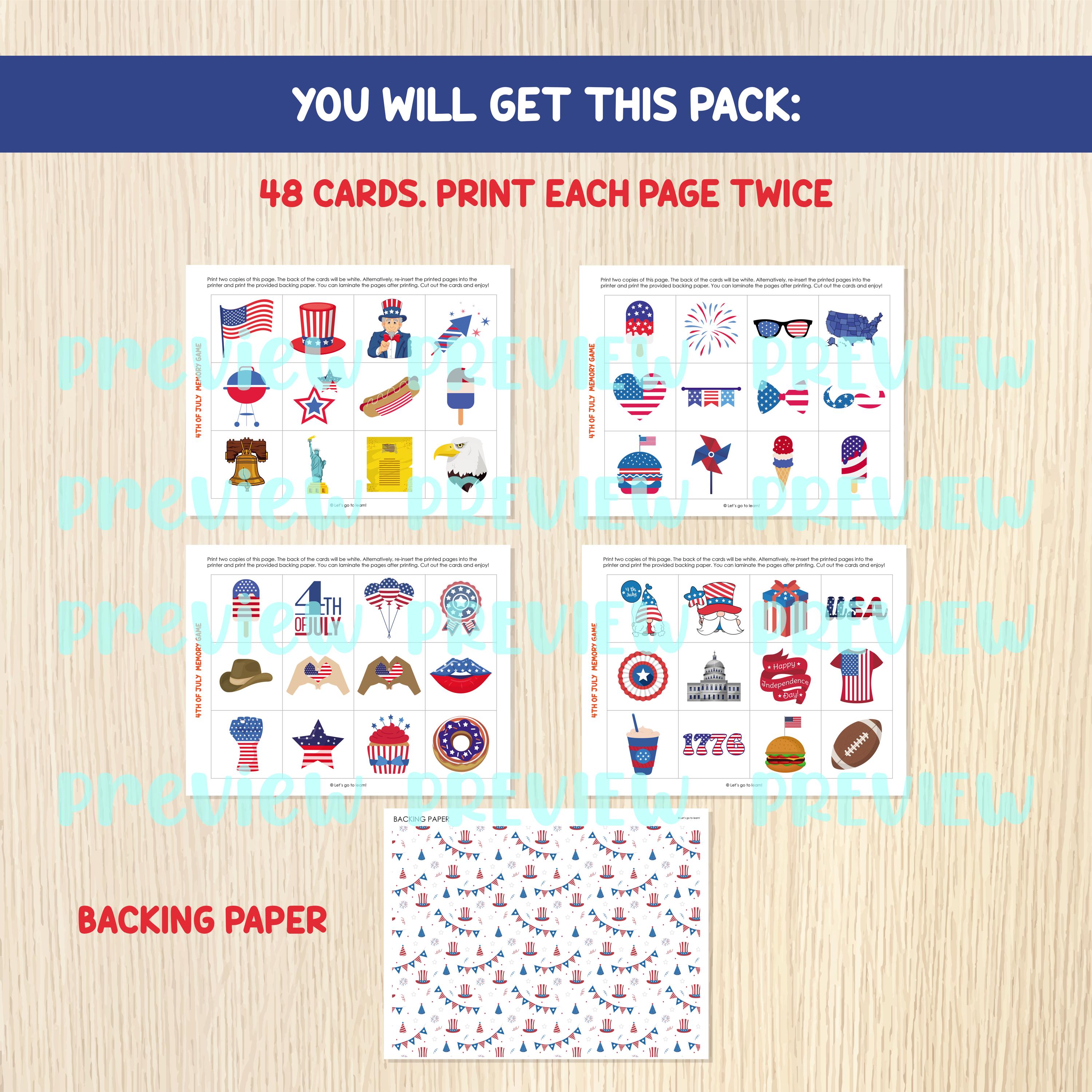 4th of July Memory Game - Independence Day Activity - Patriotic ...
