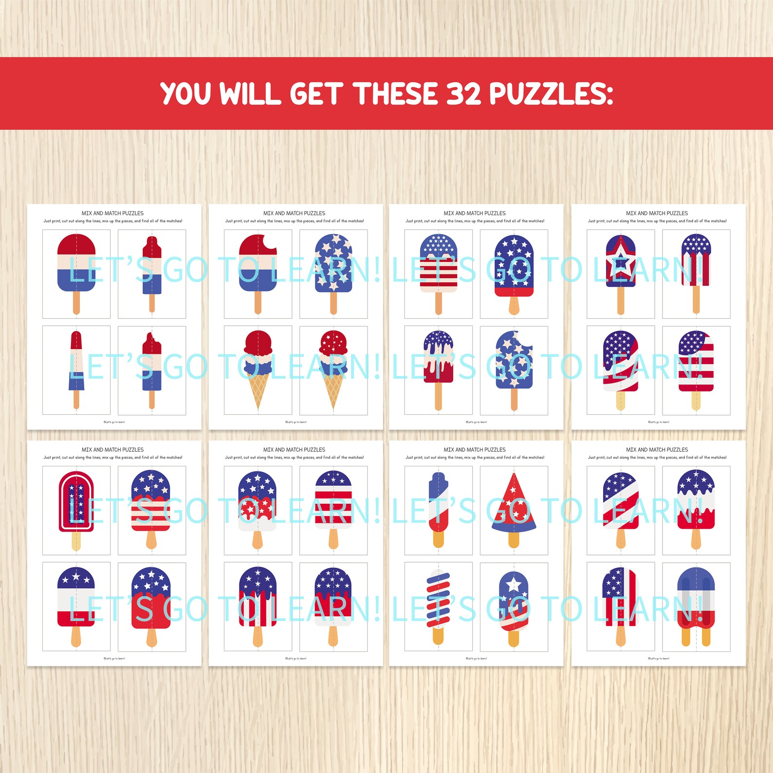 Patriotic Popsicles Matching Game, 4th of July Activity for Kids ...