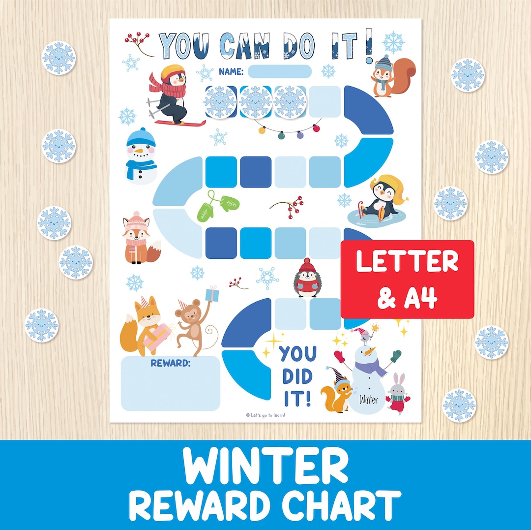 Winter Reward Chart - Printable Behavior Chart - Toddler & Preschool ...