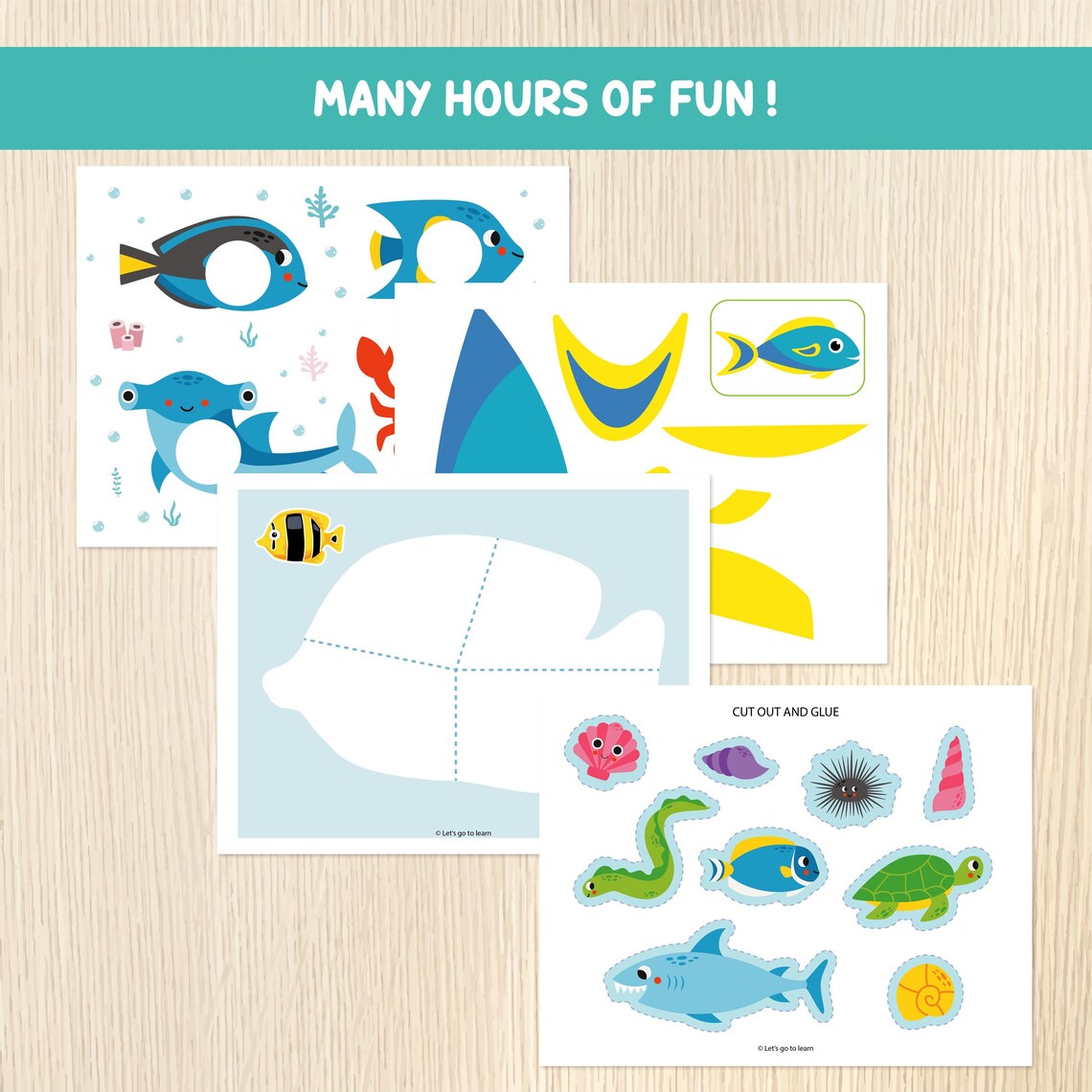 Sea Animals Cut & Glue Worksheets - Ocean Themed Craft Activities ...
