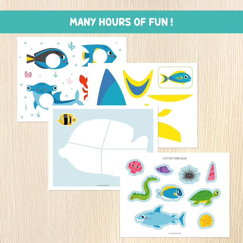 Sea Animals Cut & Glue Worksheets - Ocean Themed Craft Activities ...