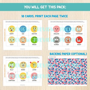 Emotions Memory Game for Kids - Feelings Flashcards Matching Activity ...