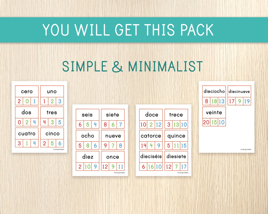 Spanish Number Words Clip Cards Numbers 0-20 Preschool | Etsy