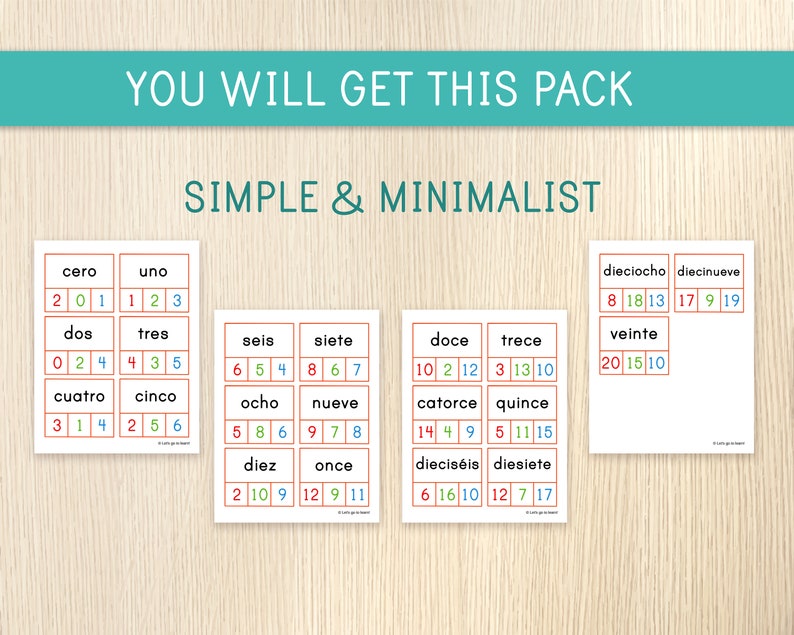 Spanish Number Words Clip Cards, Numbers 0-20, Preschool, Kindergarten ...