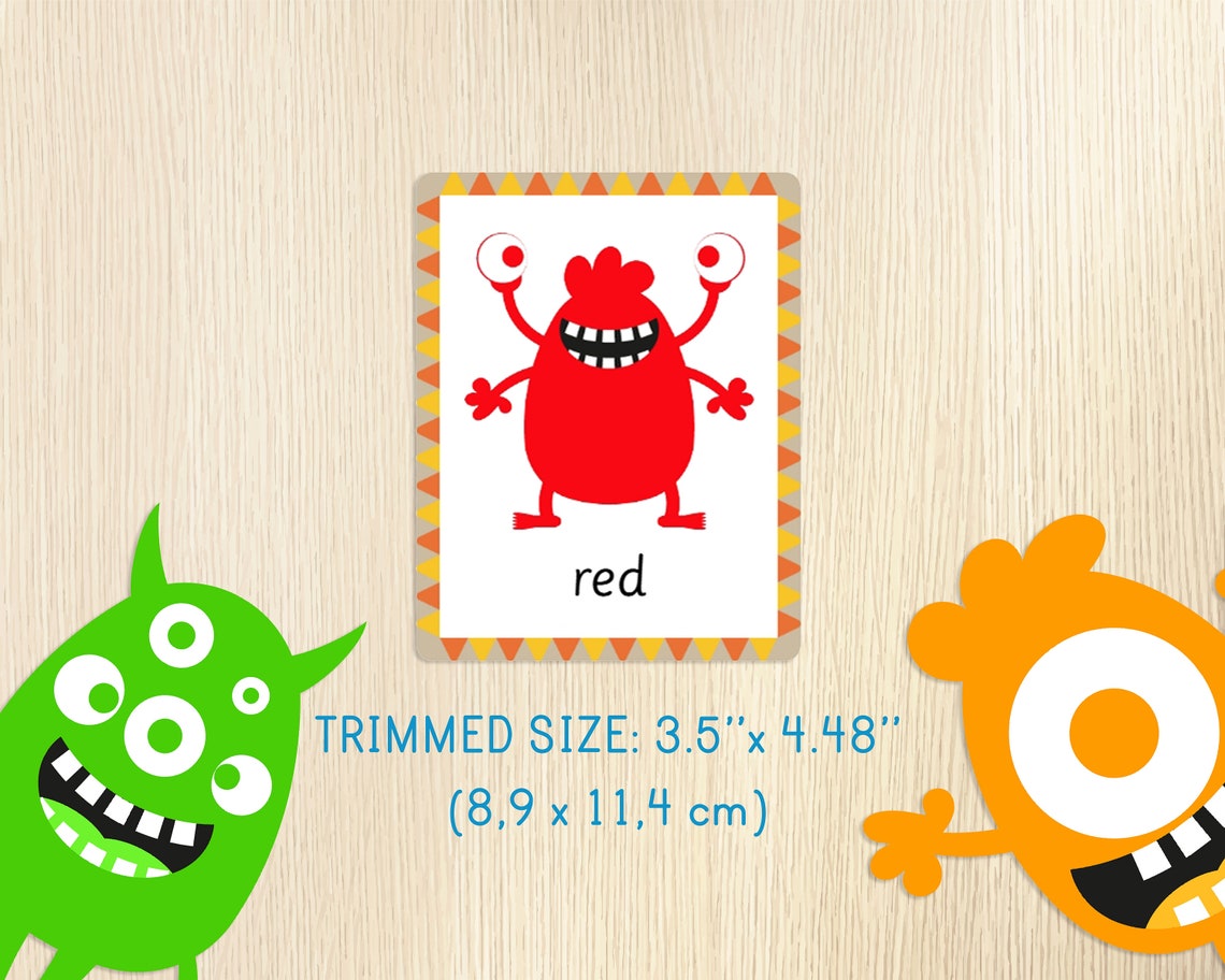 Color Flashcards Monsters Colors for Toddlers Learning - Etsy
