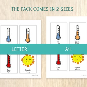 Weather Flashcards, Spanish & English Cards, Bilingual, Preschool ...