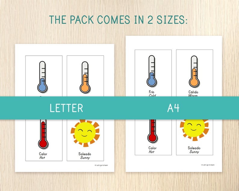 Weather Flashcards Spanish & English Cards Bilingual - Etsy