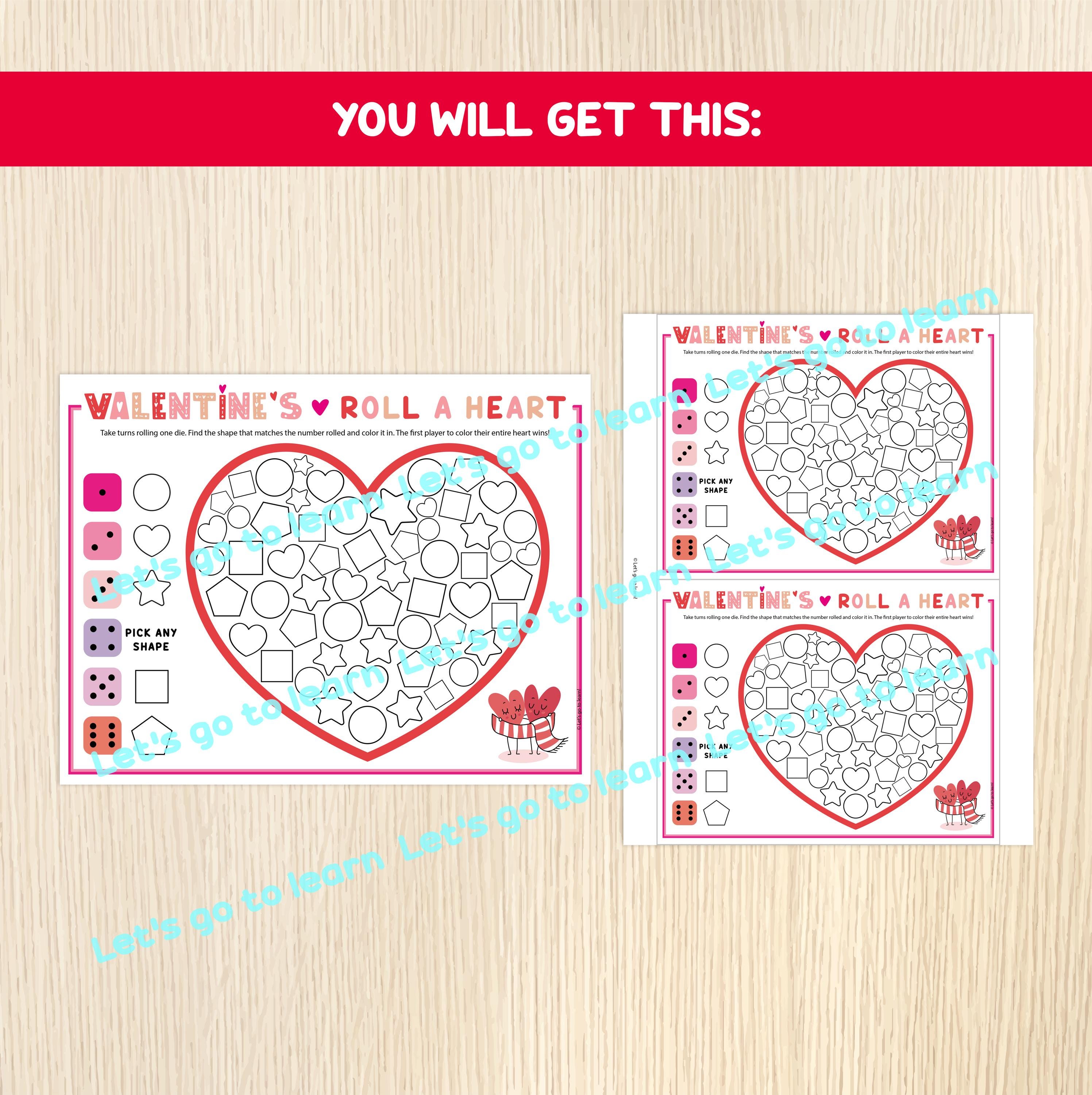 Valentine's Day Roll a Heart Game - Valentine's Day Activity - Dice ...