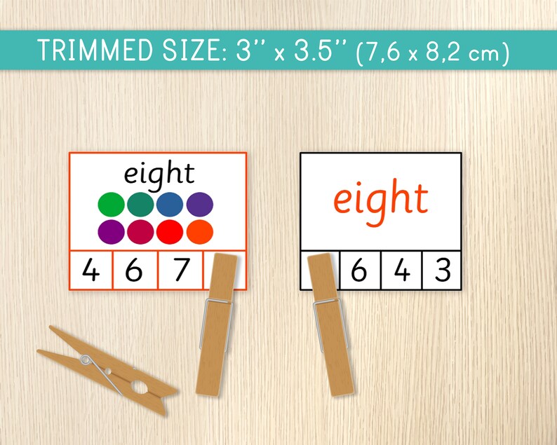 Number Words Clip Cards Count and Clip Cards Flashcards - Etsy