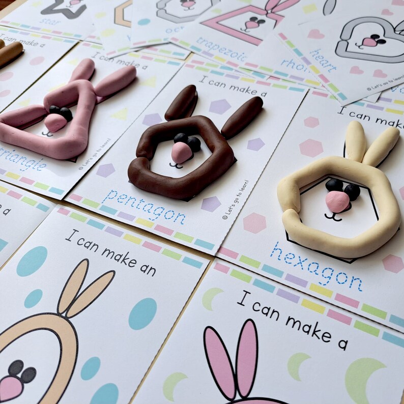 Easter Bunny Shapes Playdough Mats - Play Doh Activity - 20 Visual ...