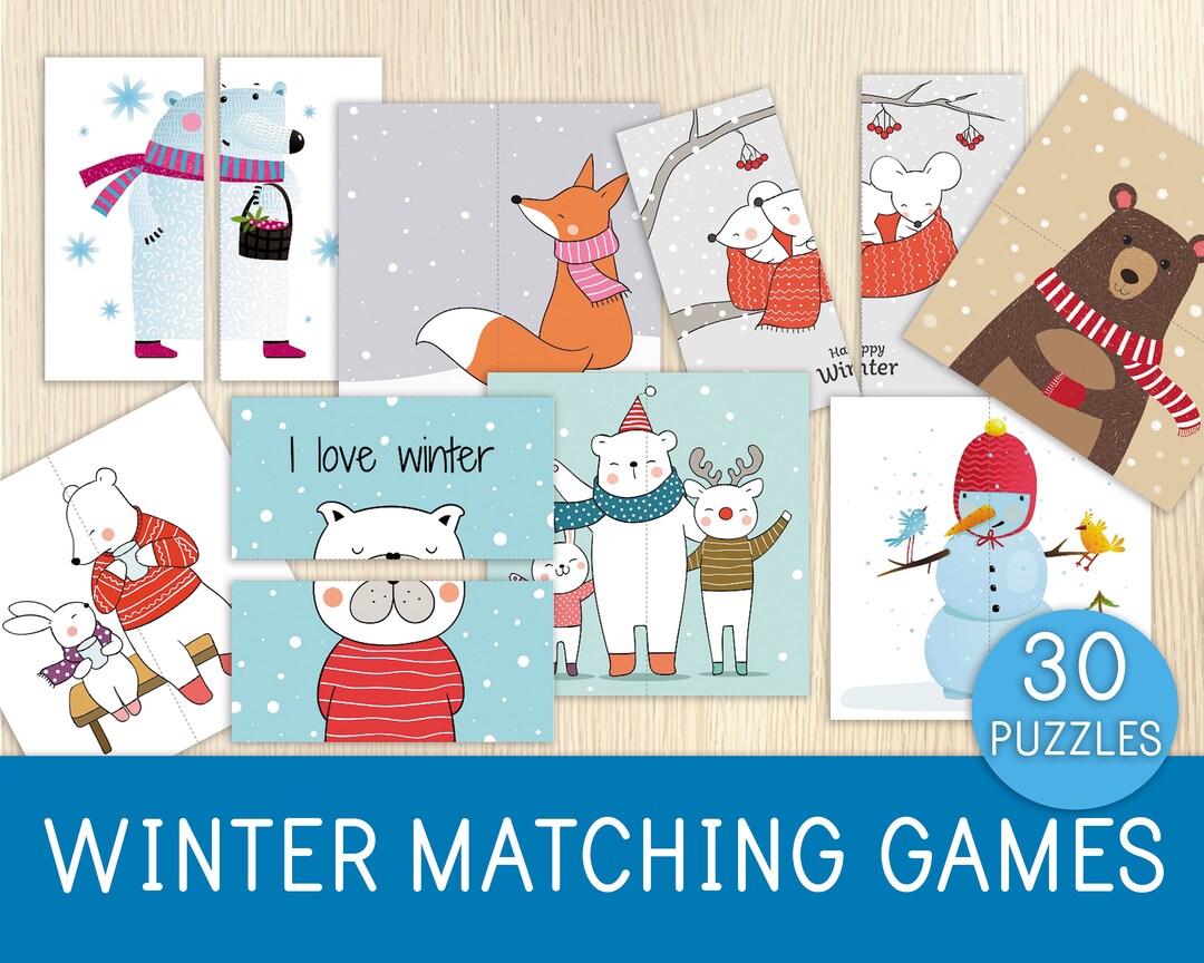 Winter Matching Game - Matching Activity - Winter Puzzles - Toddler ...