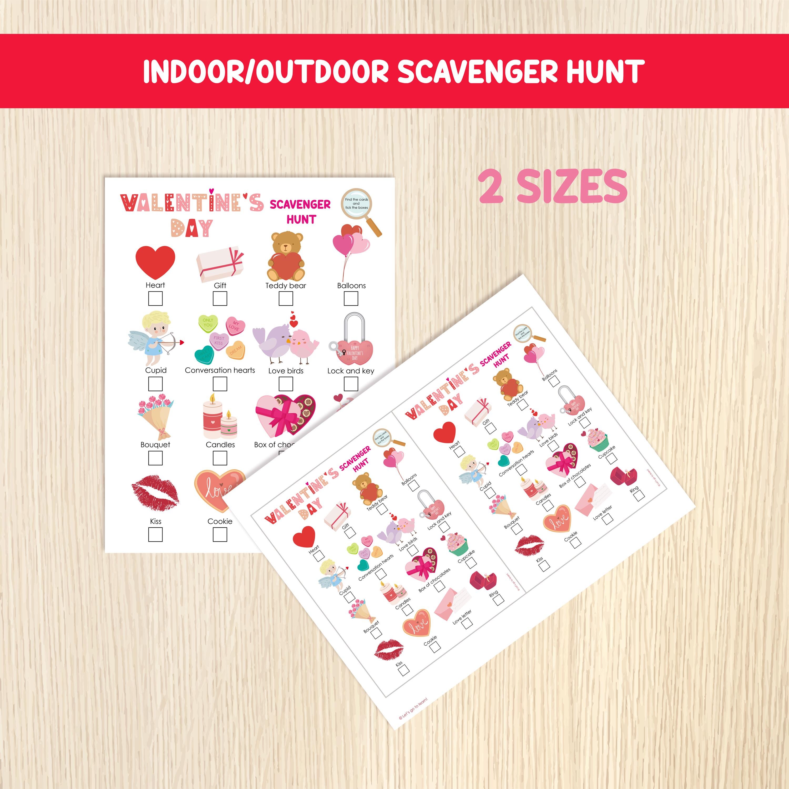 Valentine's Day Scavenger Hunt With Cards to Hide - Indoor Outdoor ...