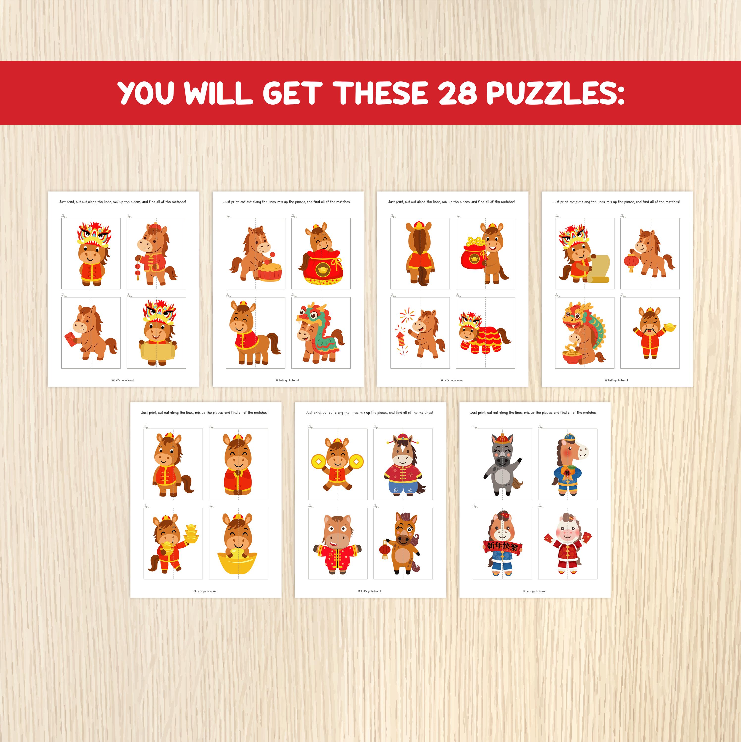 Chinese New Year Matching Game - 2026 Year of the Horse Activity - Cute ...